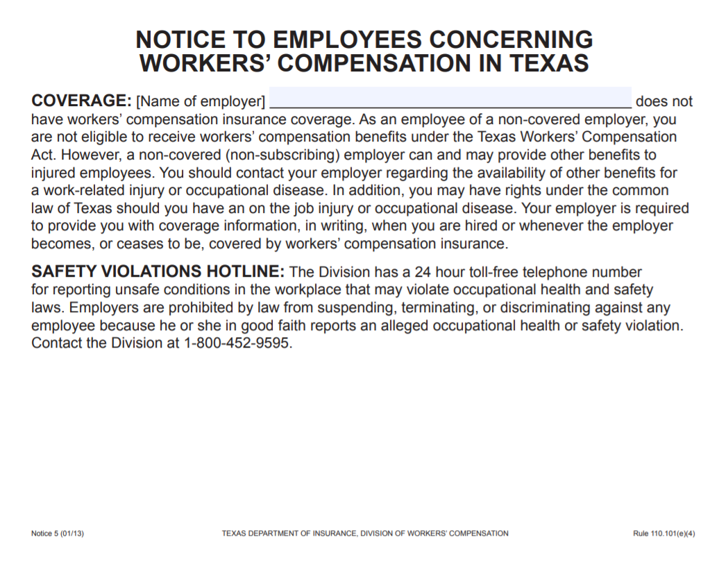 Forms | Texas Non-Subscriber & Workers' Comp | Comp Solutions Network